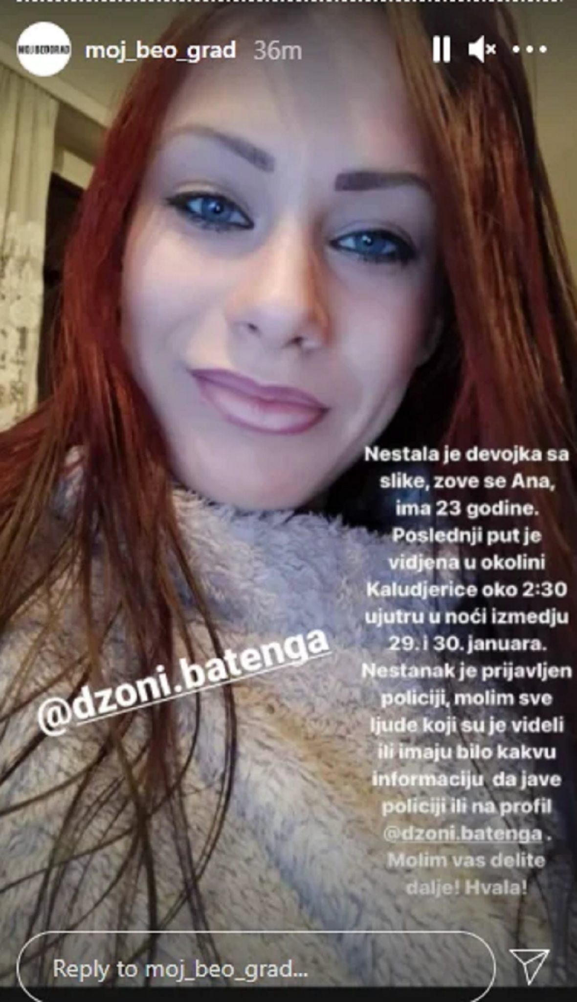 Ana je poslednji put viđena u okolini Kaluđerice i od tada joj se gubi svaki trag: Bilo kakva ...