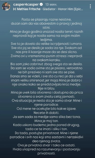 "Sada sam samo slika bez tona" Kasper u potpunom slomu zbog Mine: "Jako ...